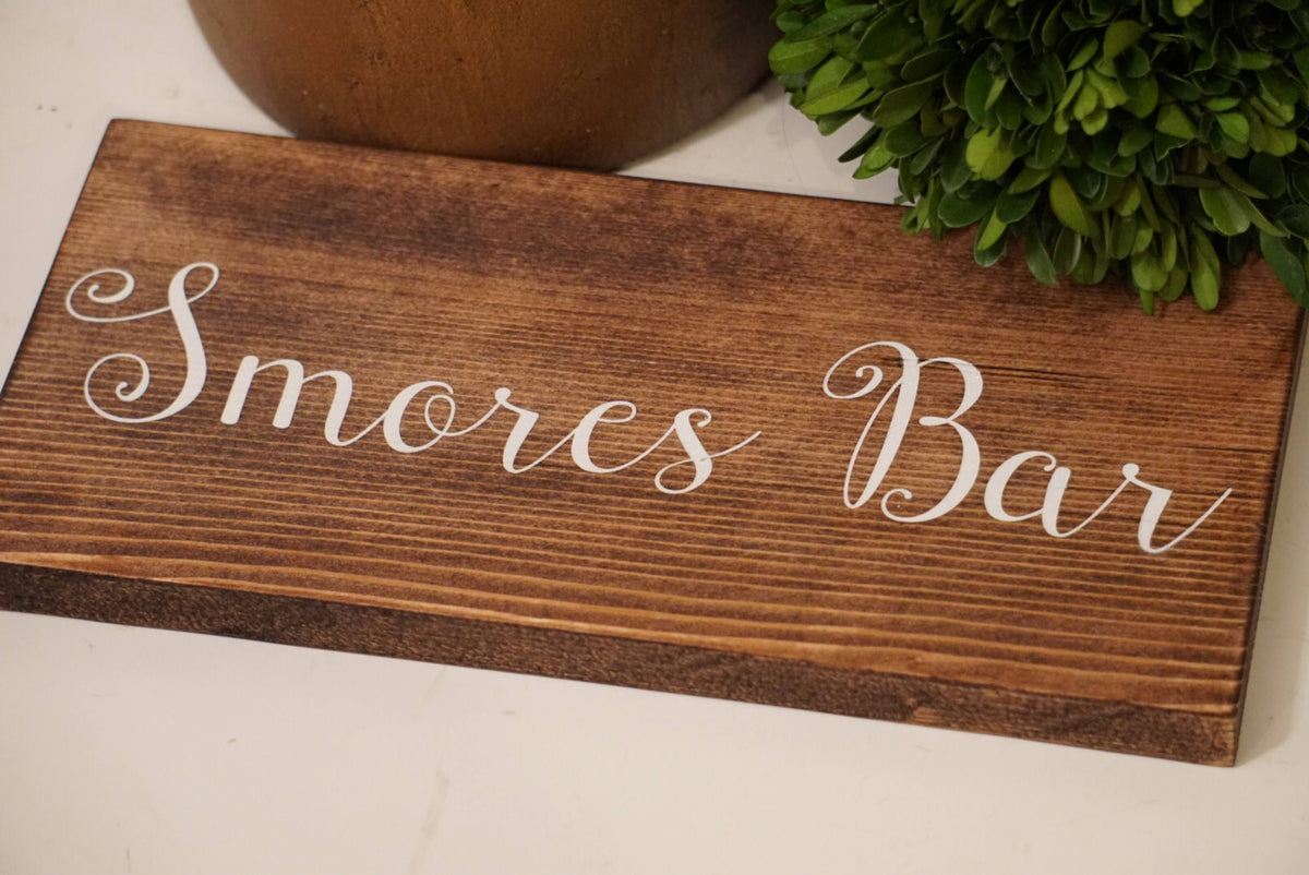 Smores bar rustic wedding sign. Smores bar table sign. Wedding prop. W ...