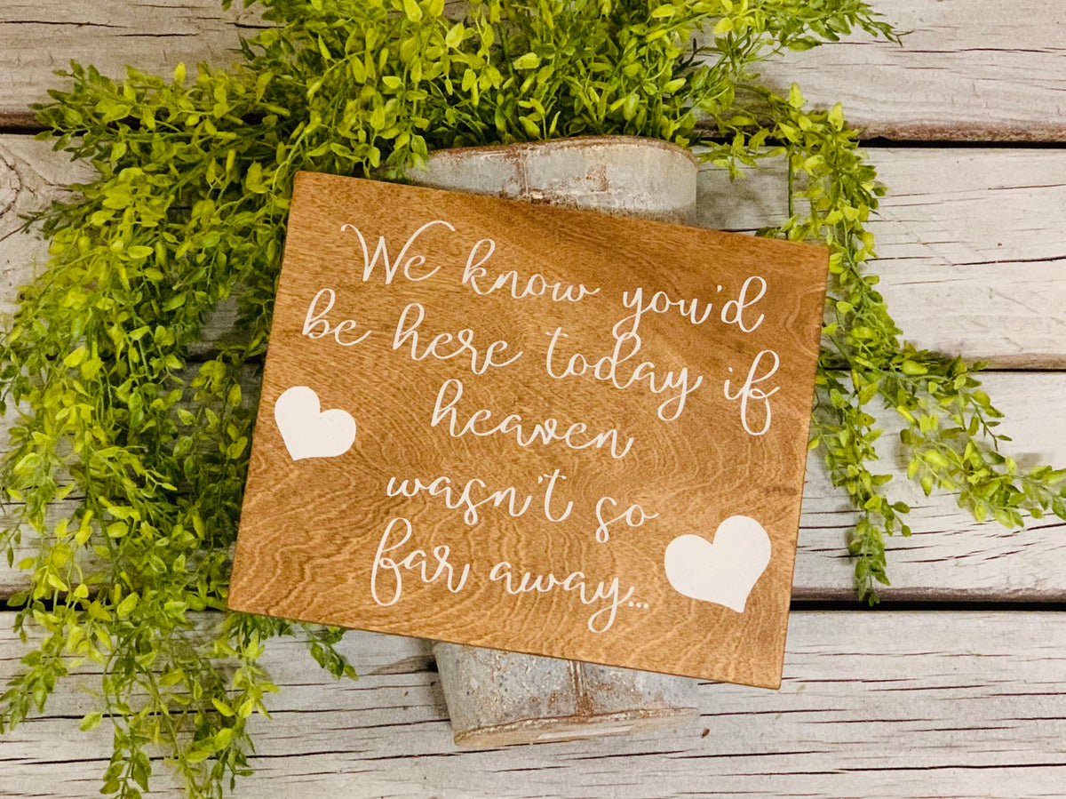 We know you'd be here today rustic wedding sign. If heaven wasn't so f ...